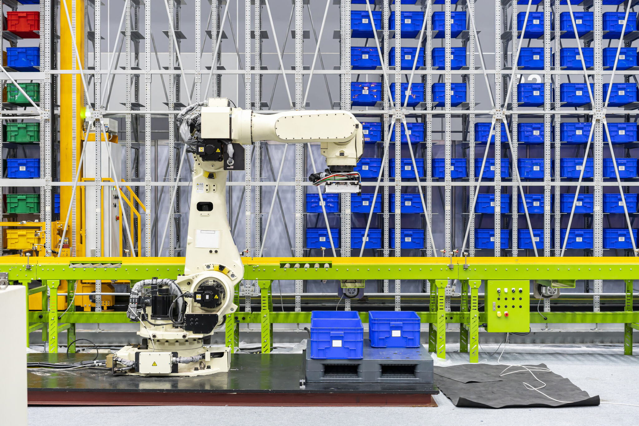 smart robot with automatic arm grip system for carry arrange product ...